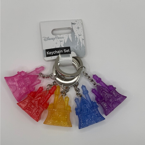 Disney | Accessories | Disney Parks Cinderella Castle Keychain 5 Pc Set ...